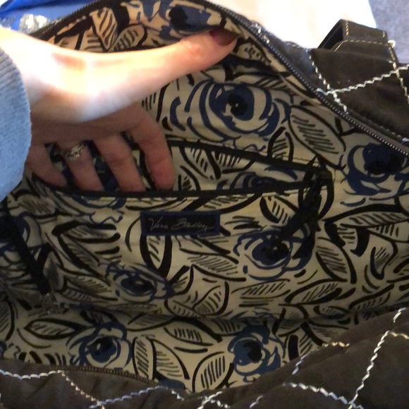 Vera Bradley | Bags | Vera Bradley Diaper Bag Black With Baby Blue Trim ...